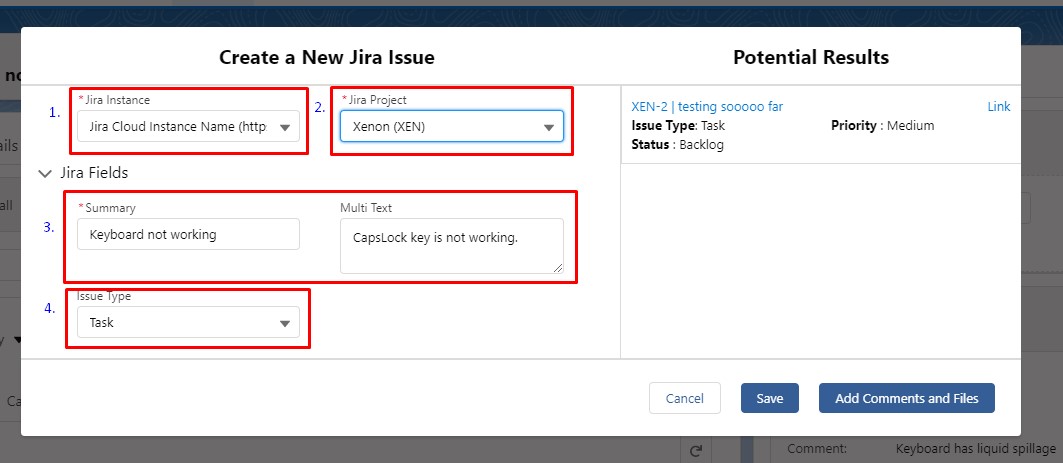 Create Jira | Sinergify | Integrating Salesforce & Jira